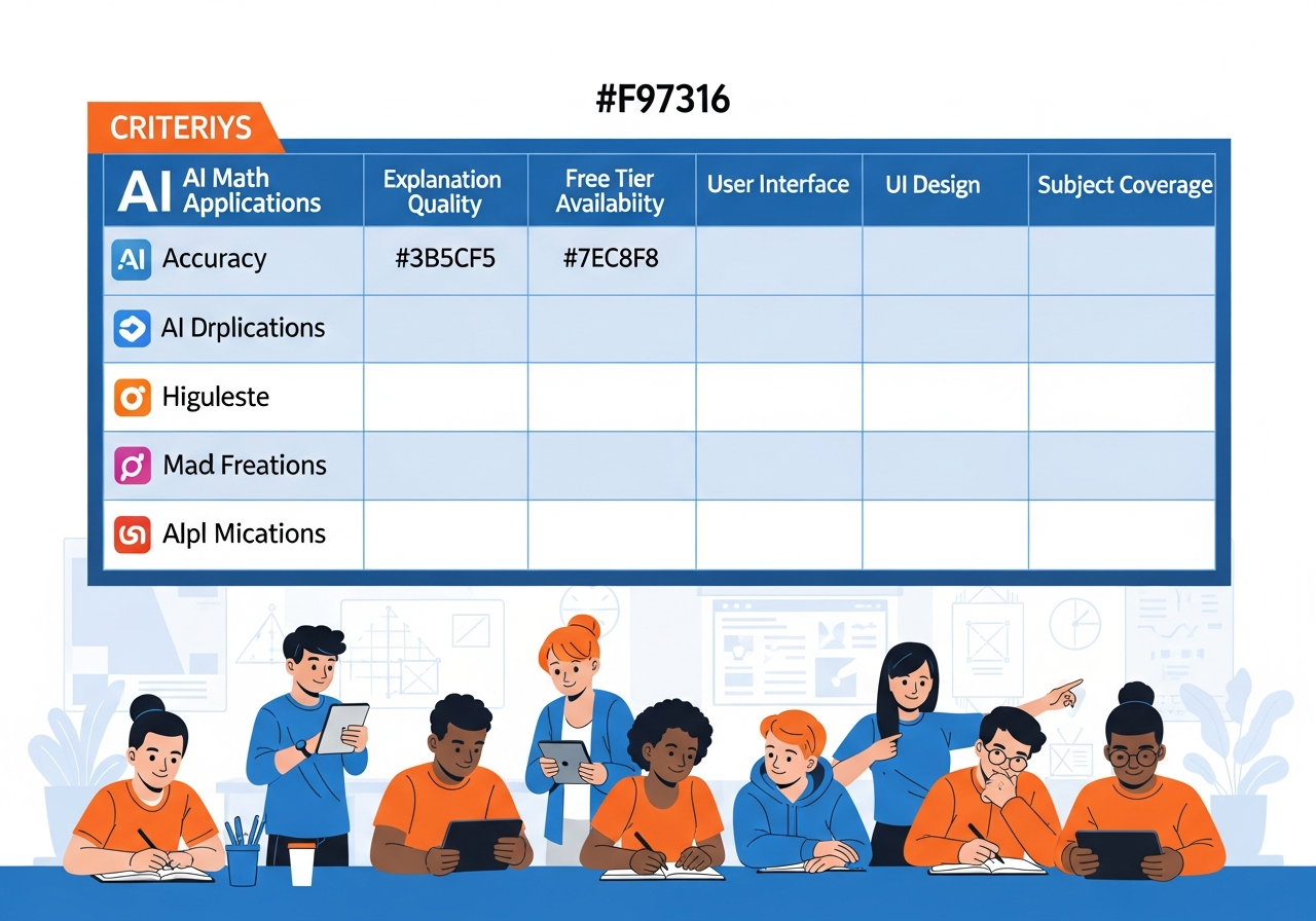A comparison grid showing different AI math apps on various devices ...